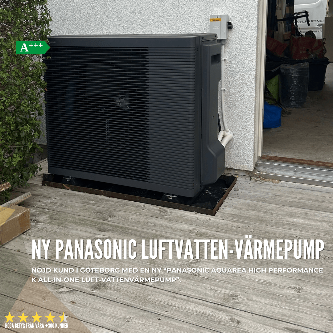 Installerad Panasonic luft-vattenvärmepump hos nöjd kund i Göteborg ...